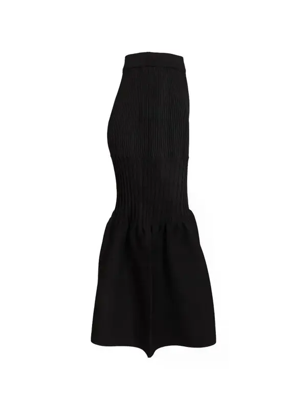 CFCL Ribbed-knit Ruffled Midi Skirt