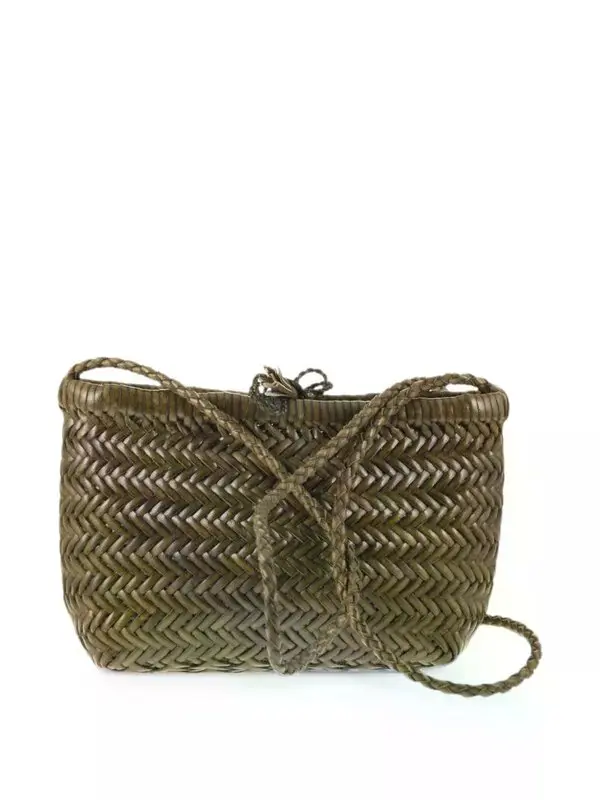 Dragon Minsu Woven Leather Shoulder Bag
