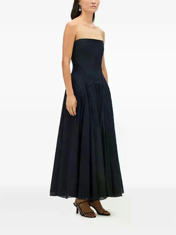 Another Tomorrow Gingham-check Strapless Dress