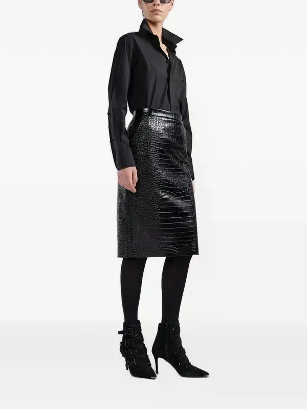 Barbara Bui Croc-embossed Pencil Skirt