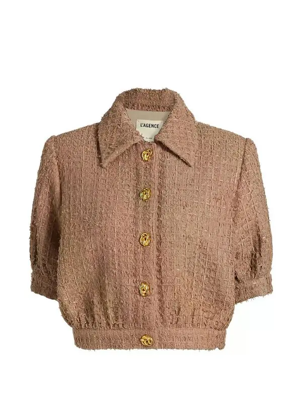 L'Agence Tweed Cropped Jacket - Brown