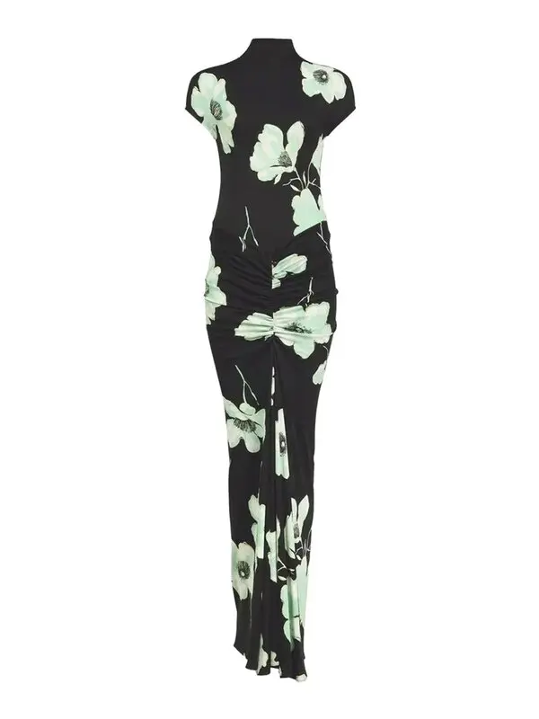 Alaïa Printed Long Dress - Black
