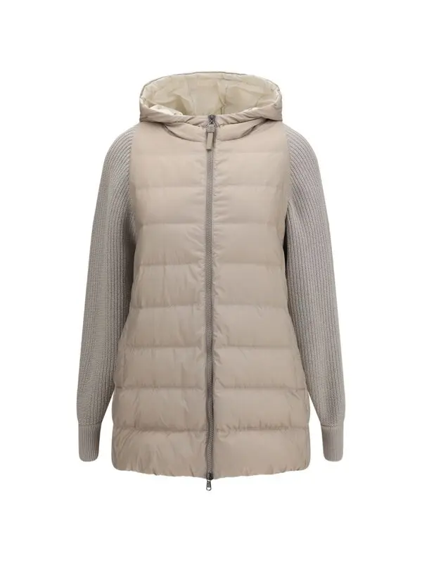 Brunello Cucinelli Midi Down Jacket - Grey