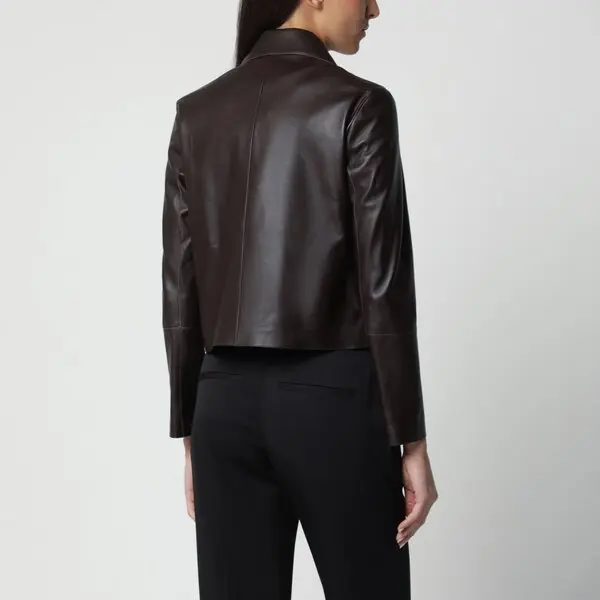 ARMA Coffee Emy Cropped Leather Jacket