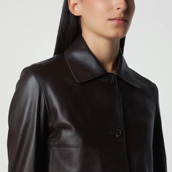 ARMA Cropped Leather Jacket - Brown