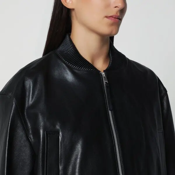 ARMA Hannah Cropped Leather Bomber Jacket