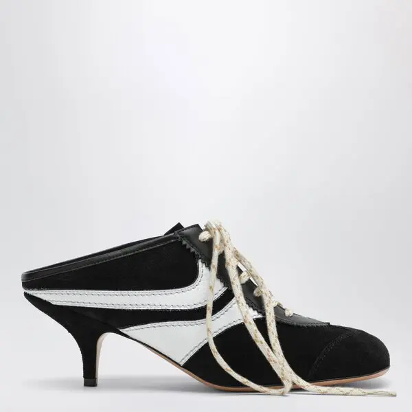Dries Van Noten Mules 65 Aus Schwarzem Und Weißem Wildleder Und Leder - Black