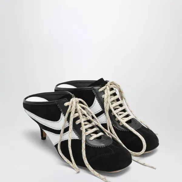 Dries Van Noten And White Suede And Leather Mules With 65mm Heel - Black