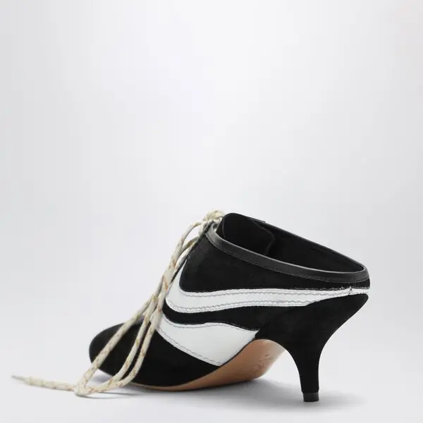 Dries Van Noten And White Suede And Leather Mules With 65mm Heel - Black