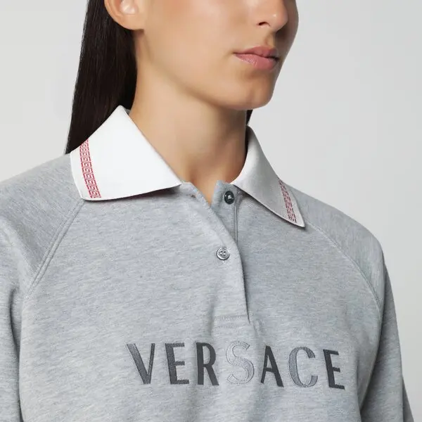 Versace Cropped Cotton Polo Sweatshirt