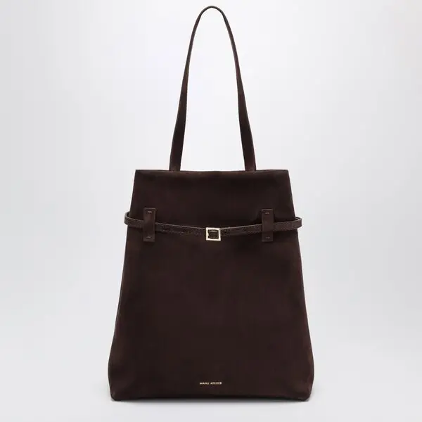 Manu Atelier Tote Du Jour Bag In Dark Suede - Brown