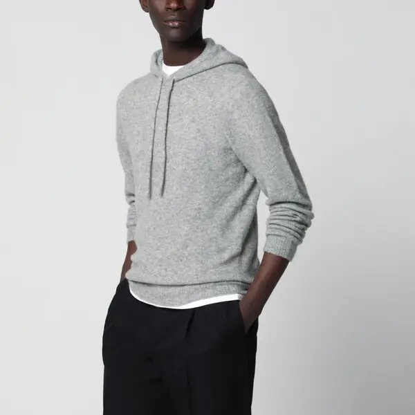 ROBERTO COLLINA Light Gray Cashmere Hoodie