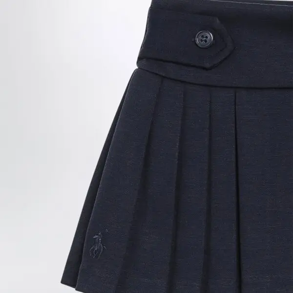 Polo Ralph Lauren Navy Pleated Skirt With Buttoned Waistband And Integrated Shorts