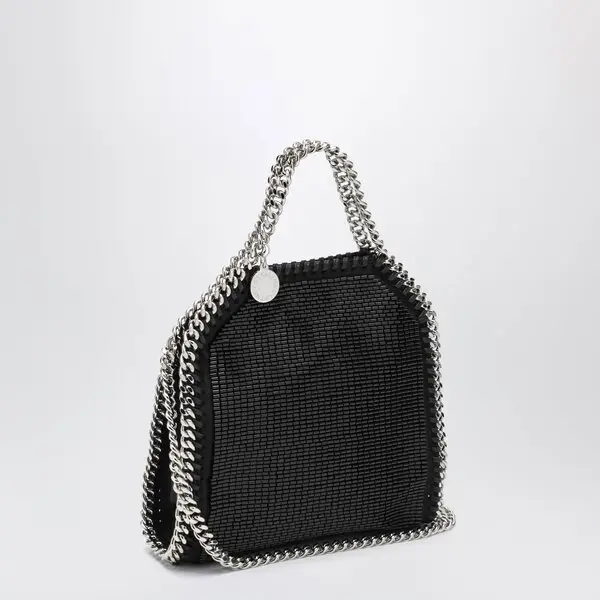 Stella McCartney Falabella Micro Tote Bag In Crystal Mesh - Black