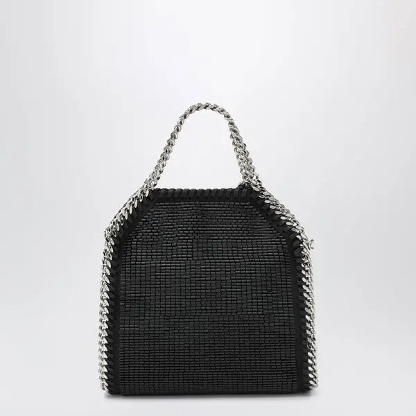 Stella McCartney Falabella Micro Tote Bag In Crystal Mesh - Black