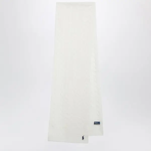 Polo Ralph Lauren Cream Cable-knit Wool And Cashmere Scarf - White