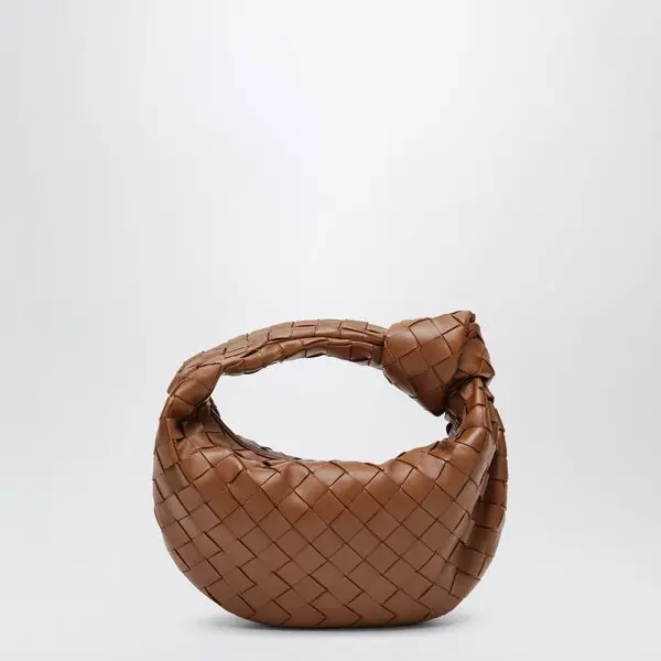 Bottega Veneta Mini Jodie Hobo Bag In Woven Leather - Brown