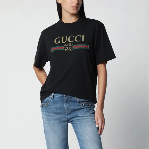 Gucci Cotton And Silk Jersey Logo-print T-shirt - Black