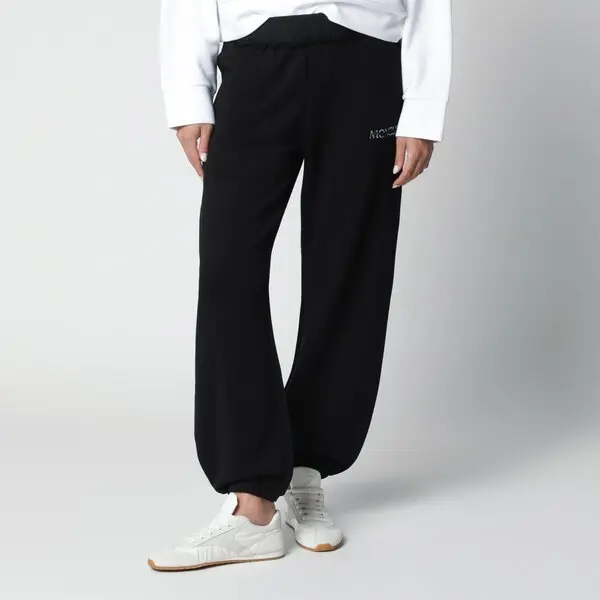 Moncler Cotton Jogger Pants With Logo - Black