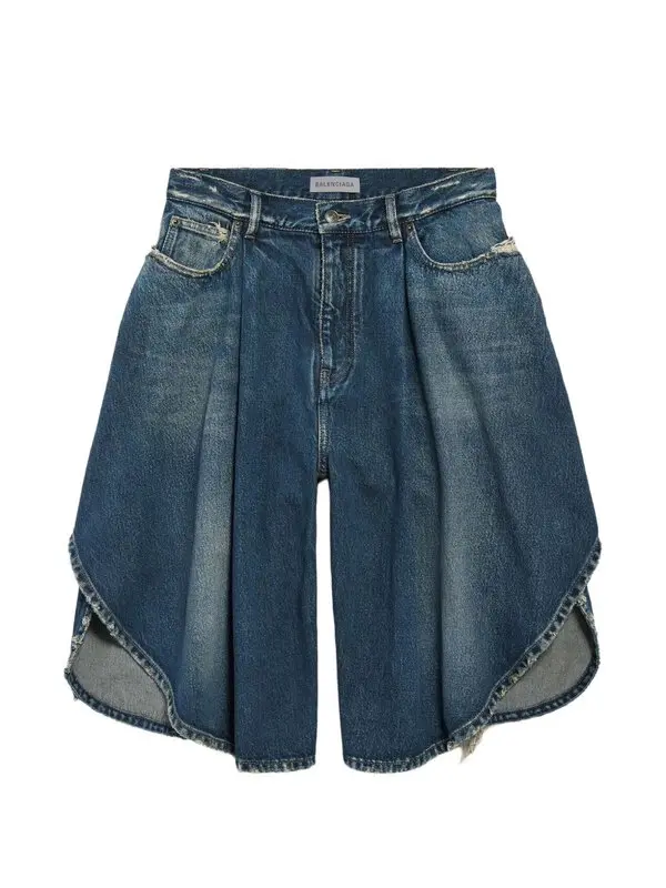 Balenciaga Denim Cotton Bermuda Shorts - Blue