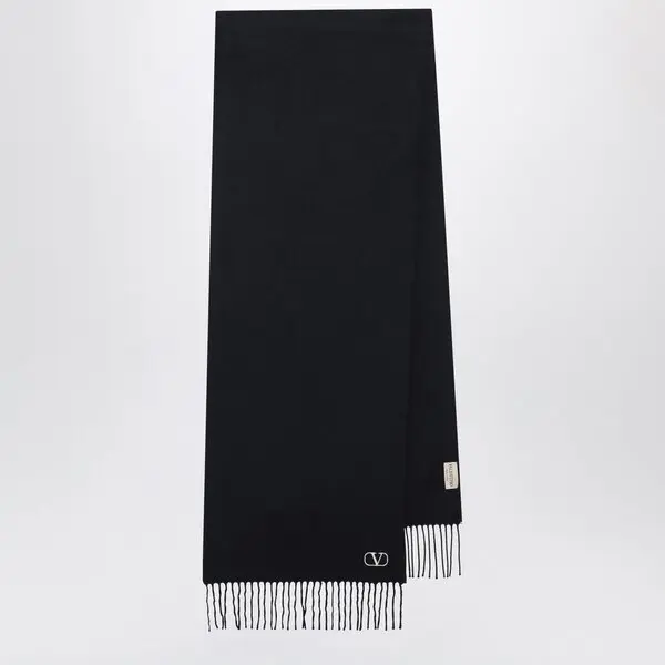 Valentino Garavani Navy Scarf With Vlogo Embroidery - Blue