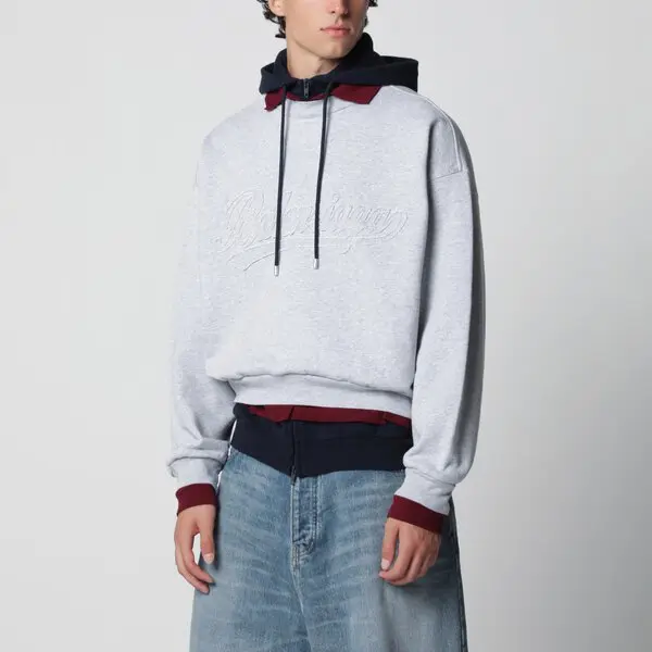 Balenciaga Layered Gray Hoodie - Grey