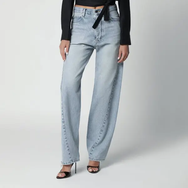 Balenciaga Twisted-seam Jeans In Faded Light Denim - Blue