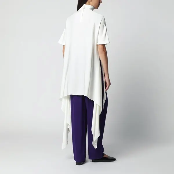 Alaïa Asymmetric Viscose Cady Top In Cream - White
