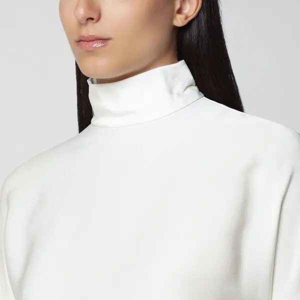 Alaïa Asymmetric Viscose Cady Top In Cream - White