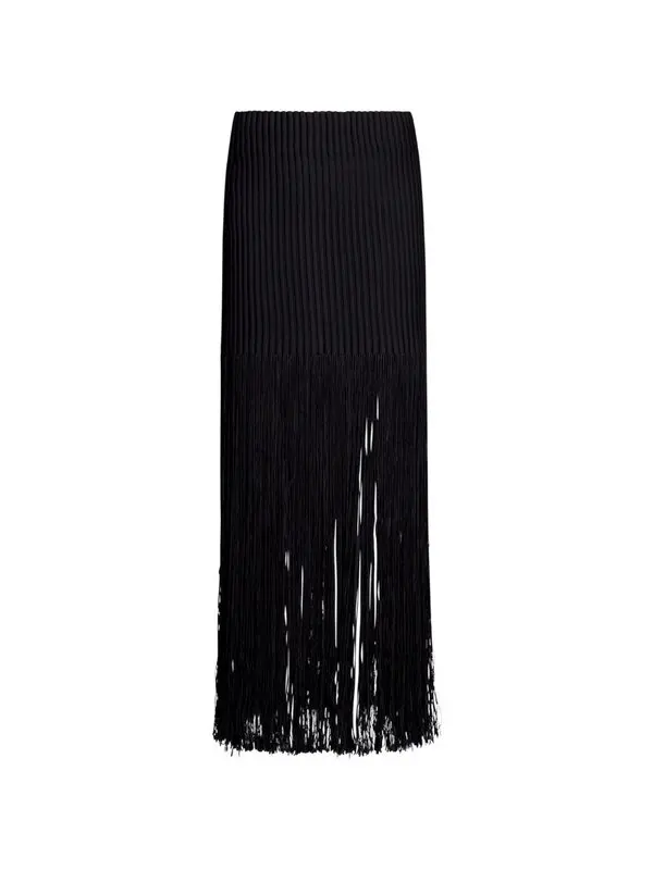 Alaïa Fringed Long Skirt - Black