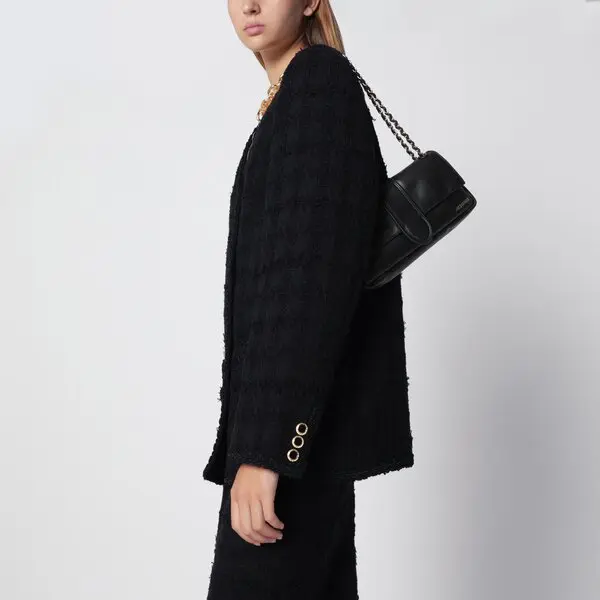 Jacquemus Soft Nappa Leather Shoulder Bag With Chain Strap - Black