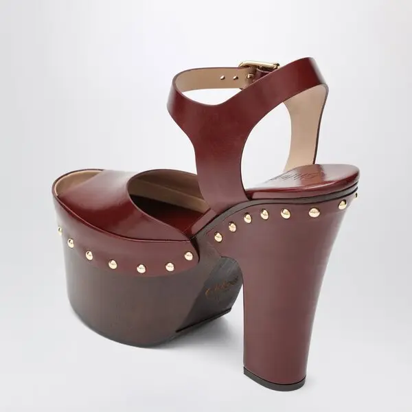 Chloé Meret Platform Clogs In Glossy Calfskin