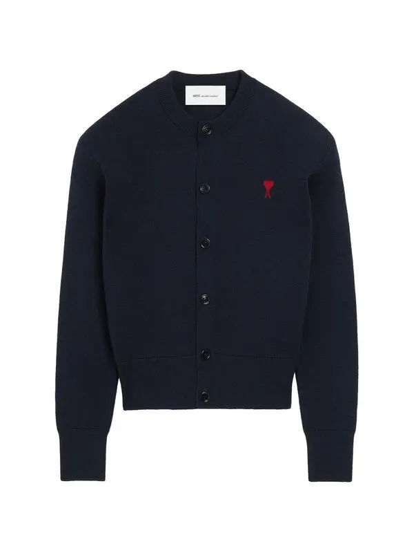 AMI Paris De Coeur Wool Cardigan - Blue