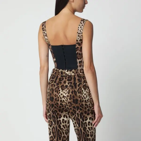 Dolce & Gabbana Leopard-print Cotton Bustier Top