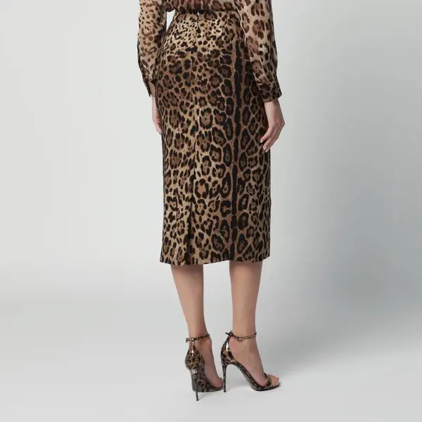 Dolce & Gabbana Leopard Print Cady Pencil Skirt