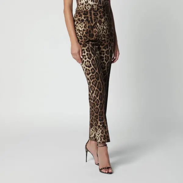 Dolce & Gabbana Leopard-print Stretch Wool Canvas Pants