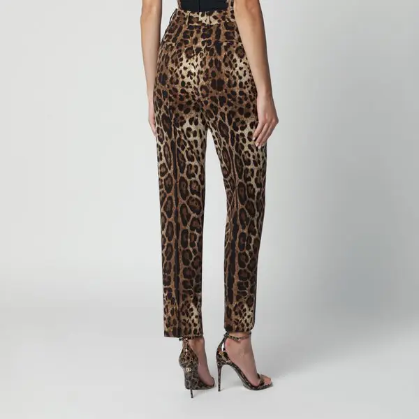 Dolce & Gabbana Leopard-print Stretch Wool Canvas Pants