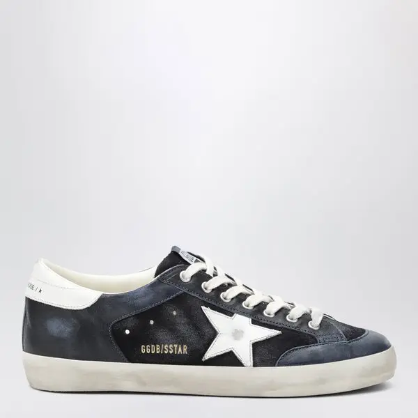 GOLDEN GOOSE Super-star Sneakers In Blau, Weiß, Leder Und Wildleder - Blue