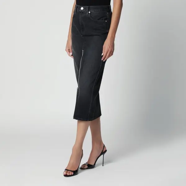 HAIKURE Washed Denim Skirt With Front Zip