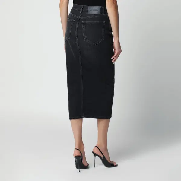 HAIKURE Washed Denim Skirt With Front Zip