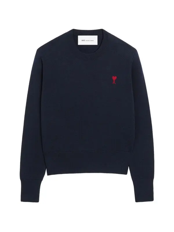 AMI Paris De Coeur Wool Crewneck Sweater - Blue