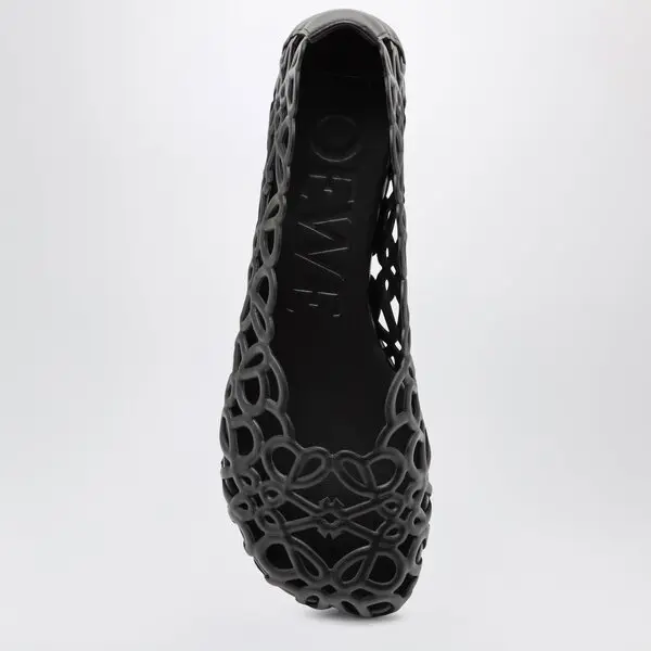 Loewe Petal Anagram Ballet Flats In Leather - Black