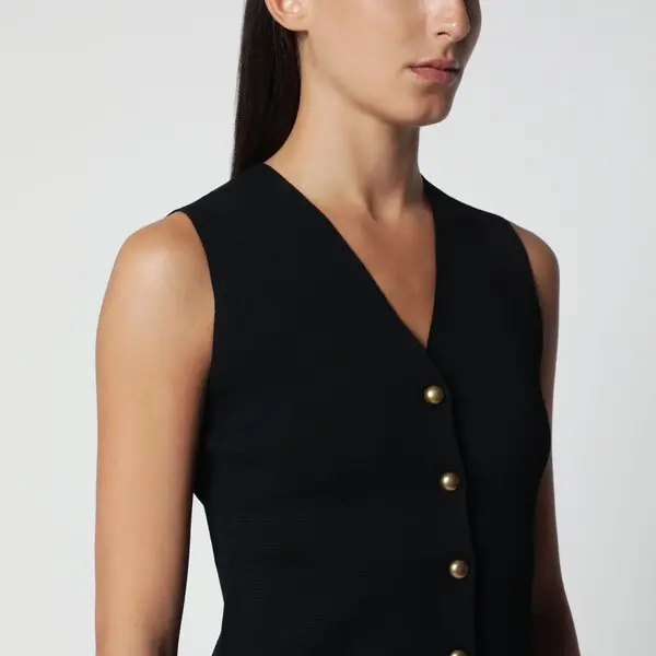 Max Mara Viscose Crepe Yarn Gilet - Black