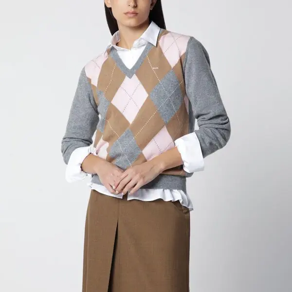 Prada Cashmere Argyle Sweater - Grey