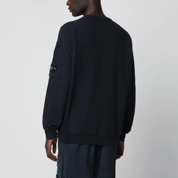 Stone Island Navy Cotton Crewneck Sweatshirt