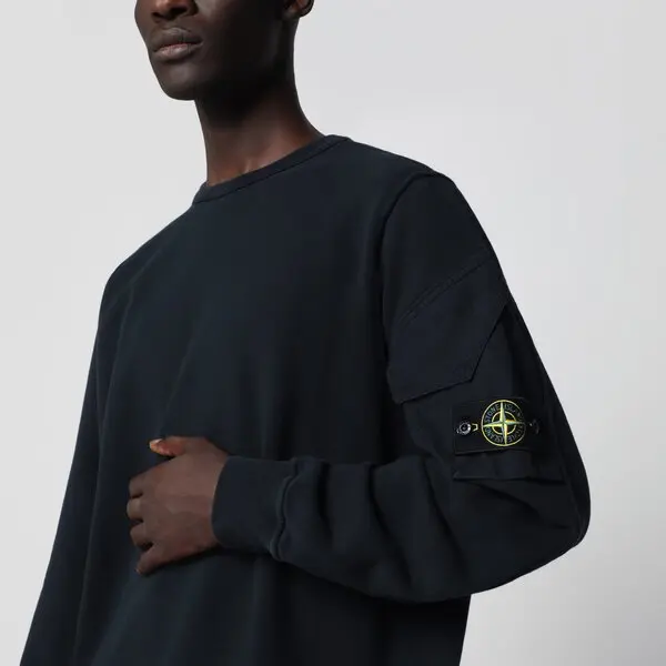 Stone Island Navy Cotton Crewneck Sweatshirt
