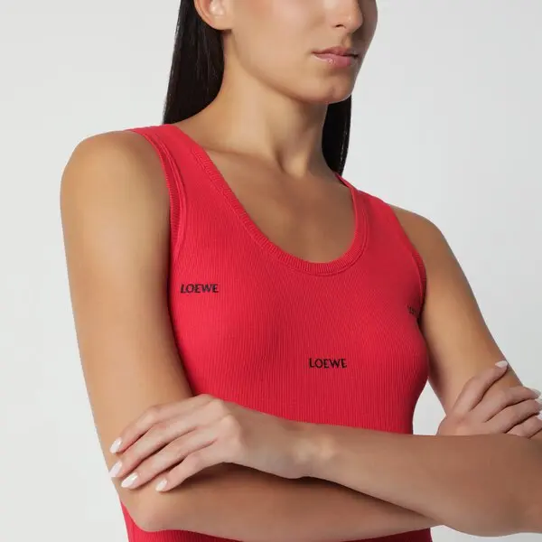 Loewe Ribbed Cotton Tank Top With Logo Embroidery