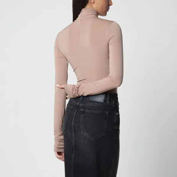 Andamane Blush Turtleneck Bodysuit In Stretch Jersey
