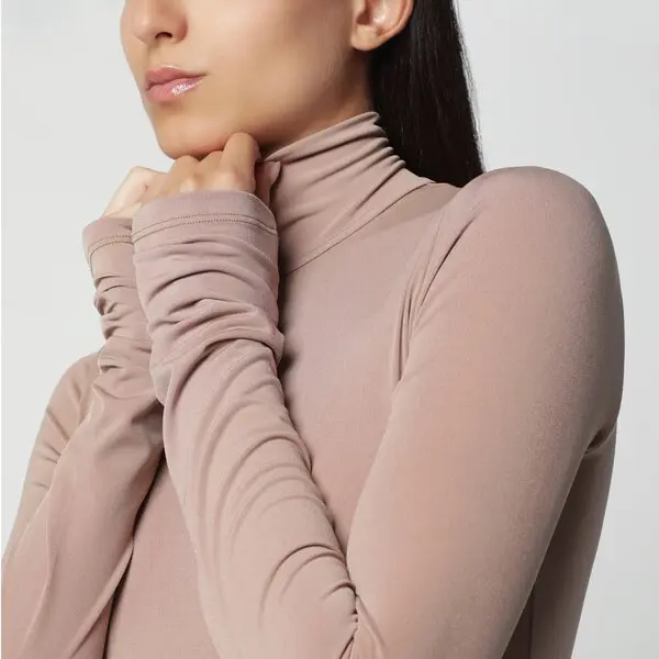 Andamane Blush Turtleneck Bodysuit In Stretch Jersey