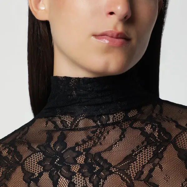 Andamane Floral Lace Turtleneck Bodysuit
